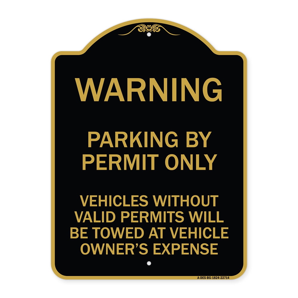 SignMission Designer Series Sign - Warning Parking by Permit Only ...