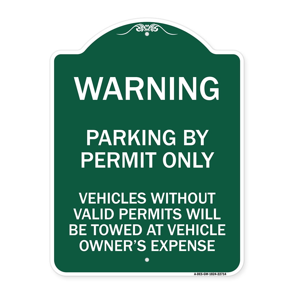 SignMission Designer Series Sign - Warning Parking by Permit Only ...