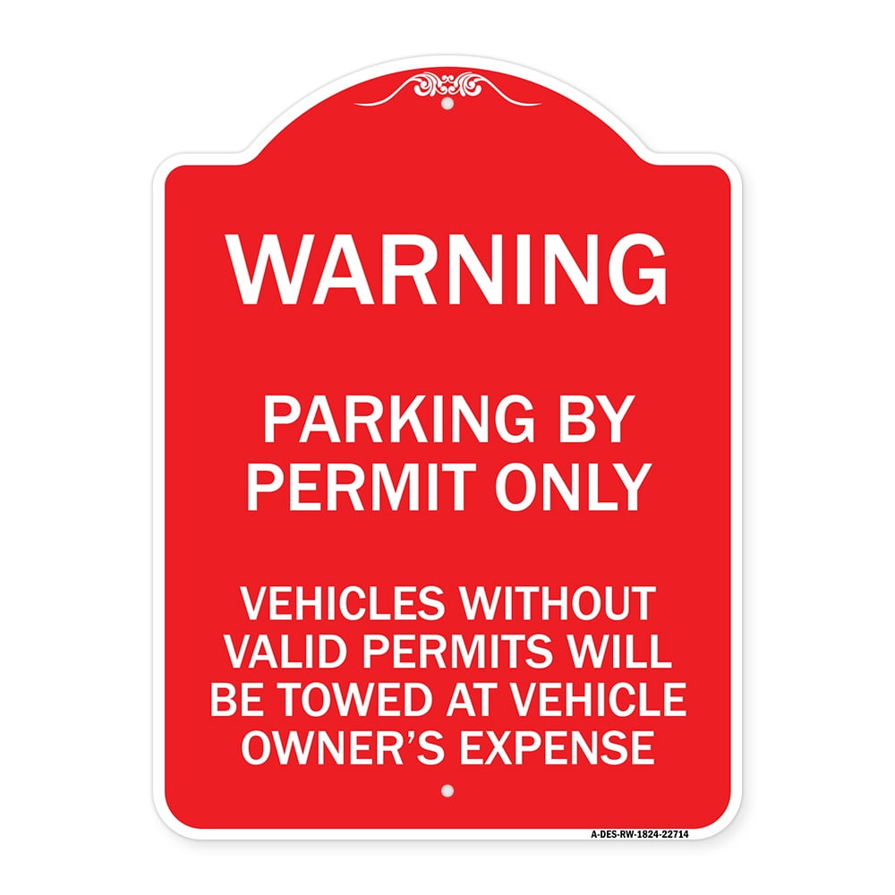 SignMission Designer Series Sign - Warning Parking by Permit Only ...