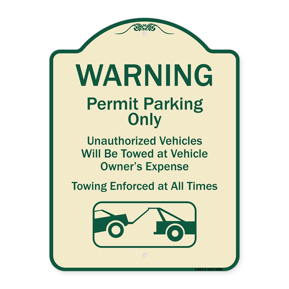 SignMission Designer Series Sign - Warning Permit Parking Only Vehicles ...