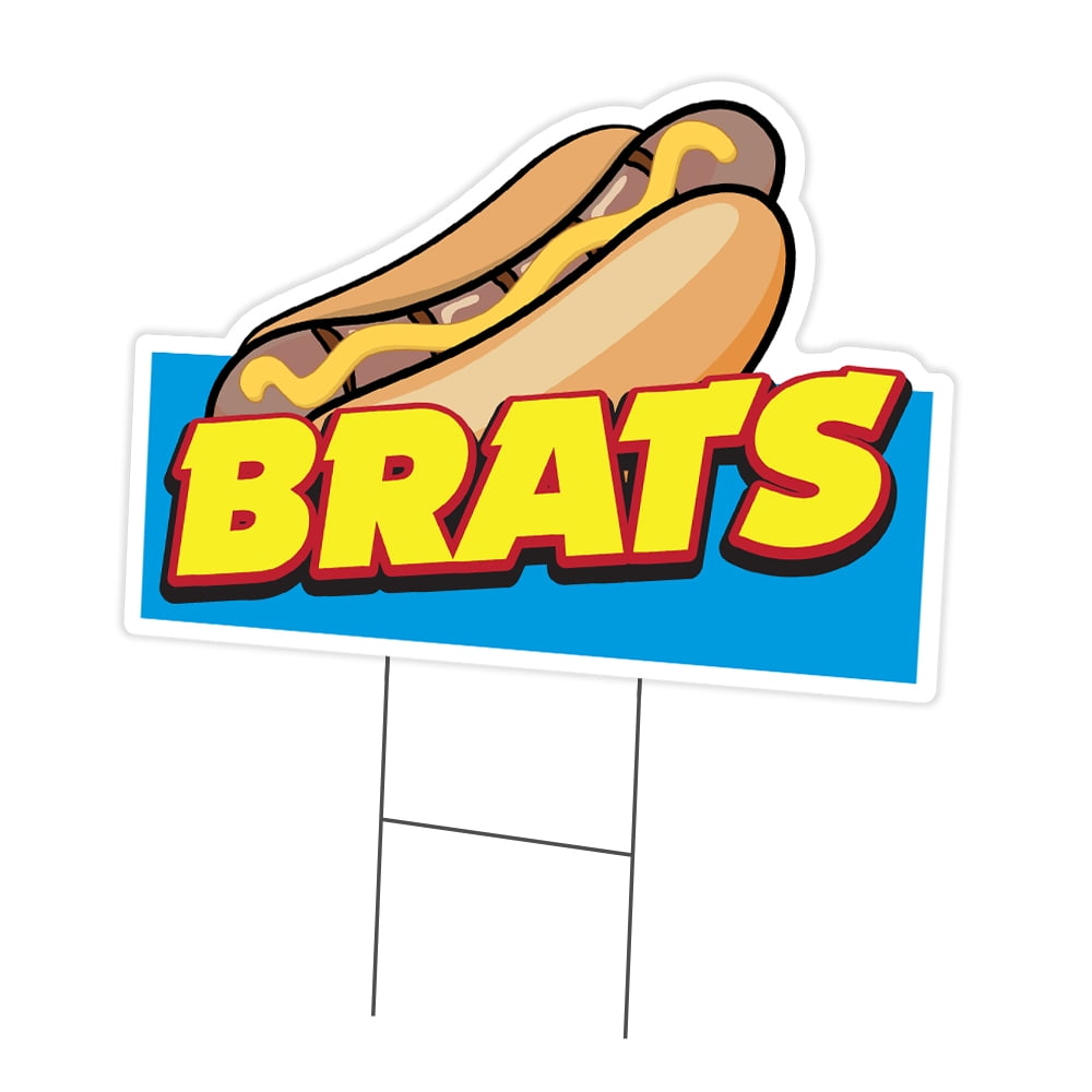 Brats 18" x 24" Yard Sign & Stake | Advertise Your Business | Stake ...