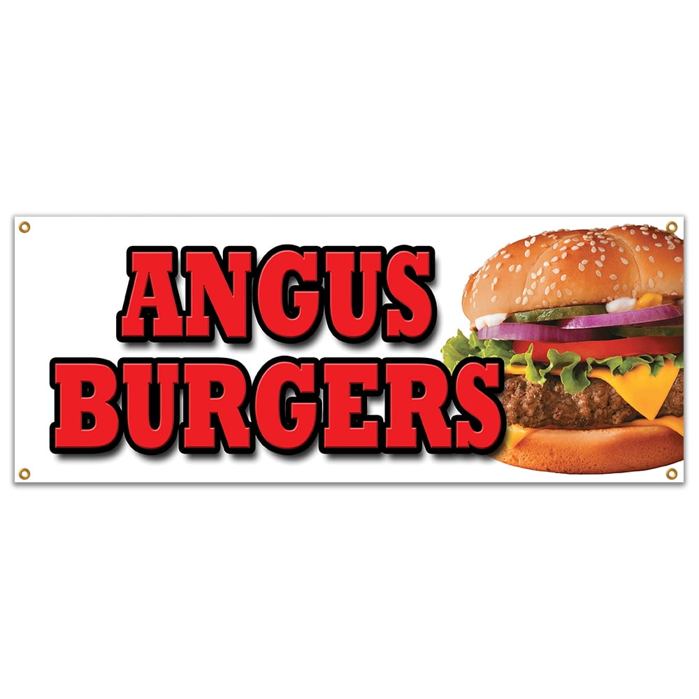 SignMission B-Angus Burgers 18 x 48 in. Banner Sign - Angus Burgers ...