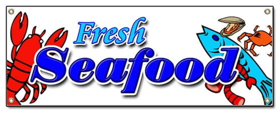 FRESH SEAFOOD BANNER SIGN fish market shrimp new signs - Walmart.com