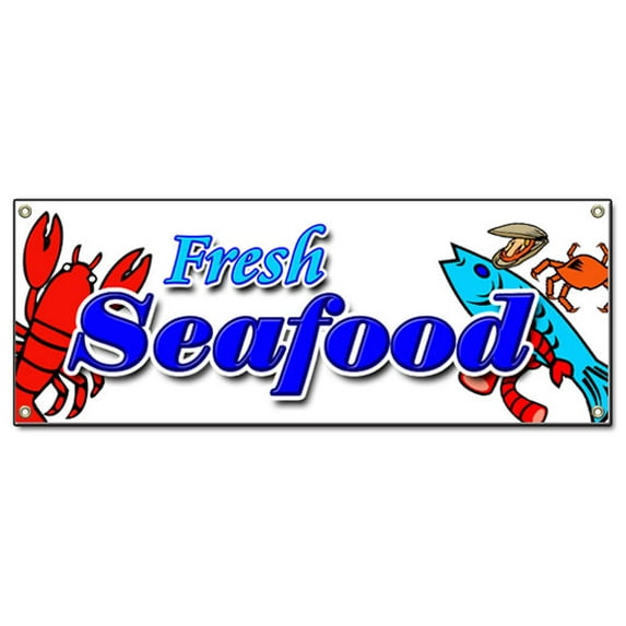 FRESH SEAFOOD BANNER SIGN fish market shrimp new signs - Walmart.com