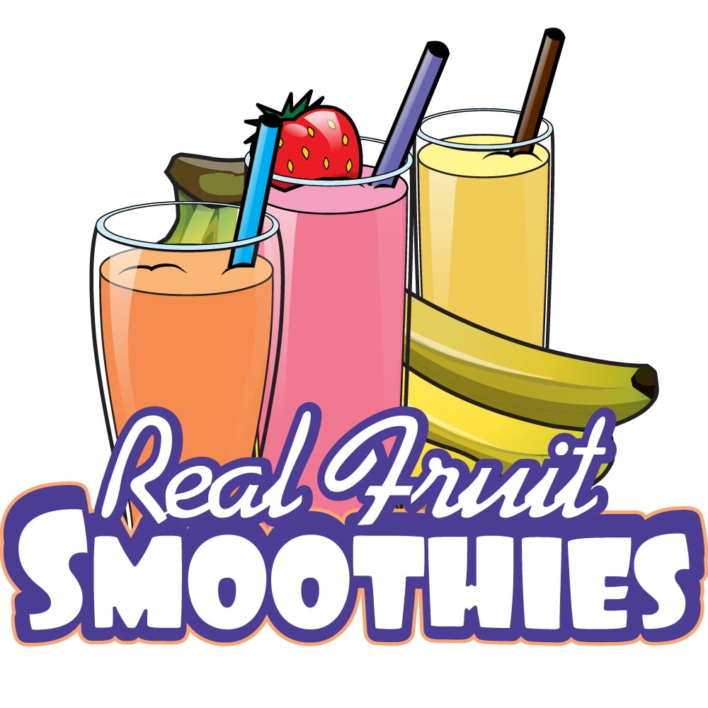 SignMission 24 in. Real Fruit Smoothies Concession Decal Sign with Cart ...