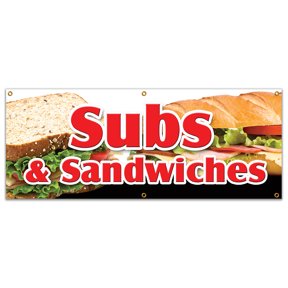 SignMission B-Sub Sandwiches 18 x 48 in. Banner Sign - Sub Sandwiches ...