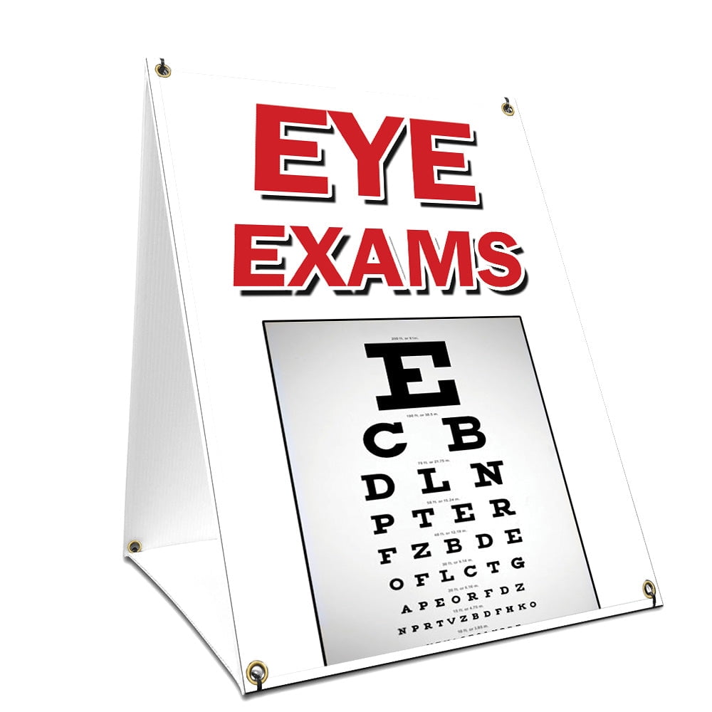 A-frame Sidewalk Eye Exams Sign With Graphics On Each Side | 24" X 36 ...