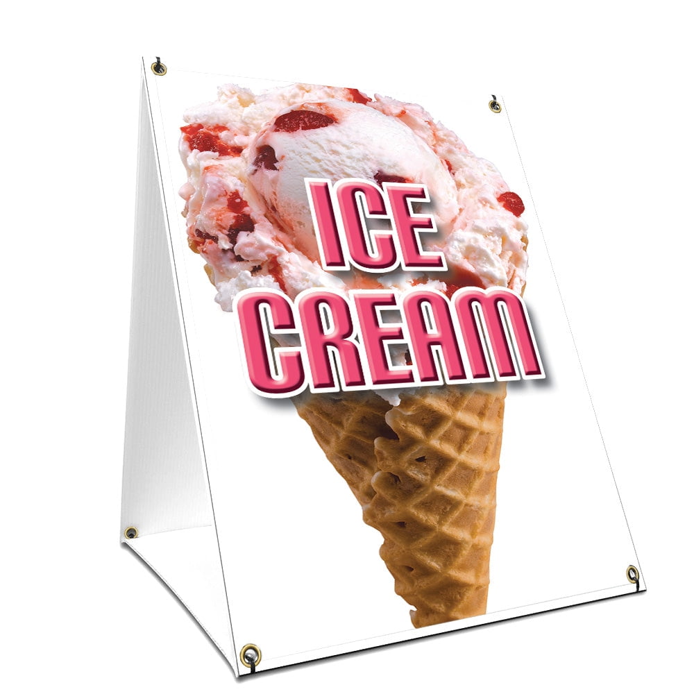 A-frame Sidewalk Ice Cream Sign With Graphics On Each Side | 24" X 36 ...