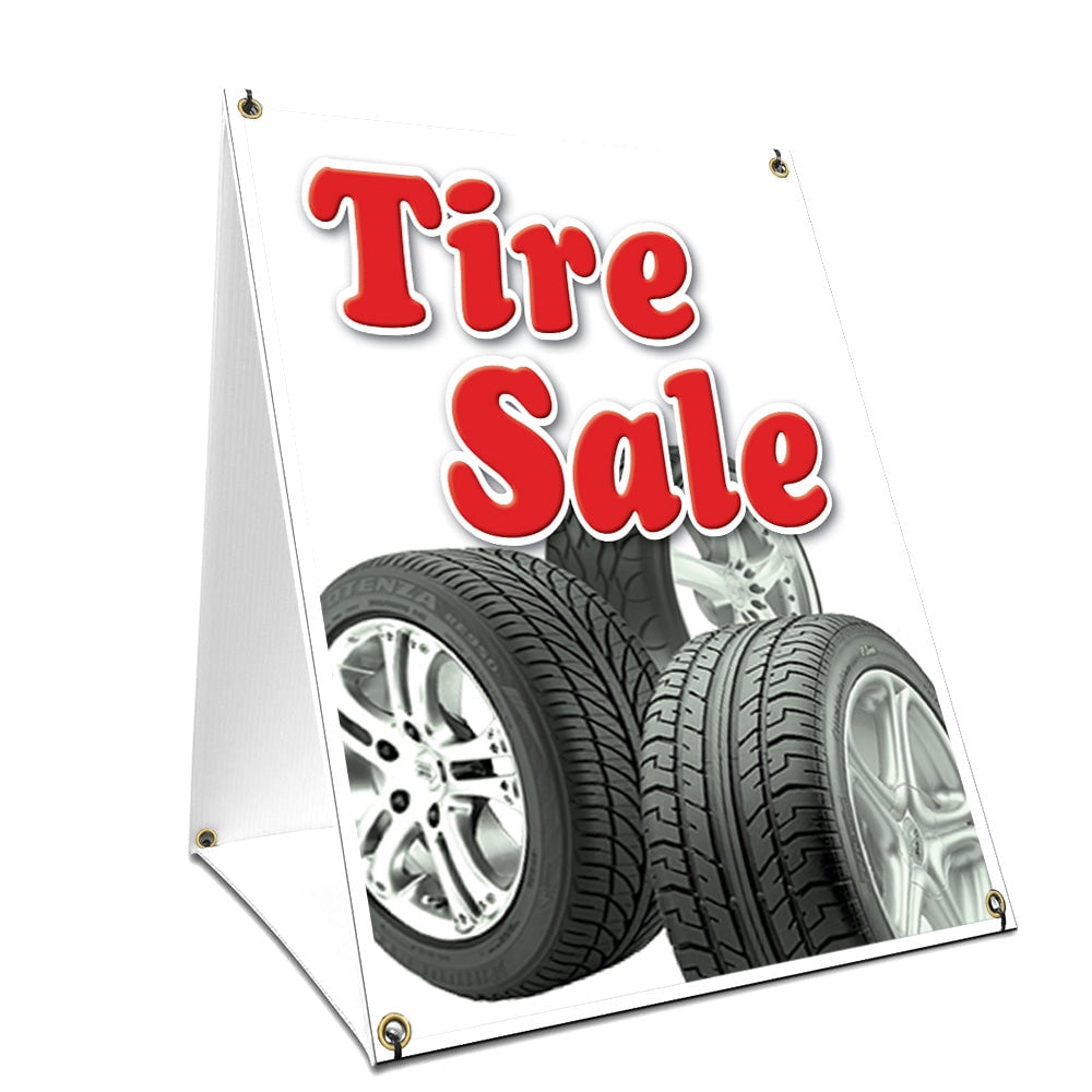 A-frame Sidewalk Tire Sale Sign With Graphics On Each Side | 24" X 36 ...