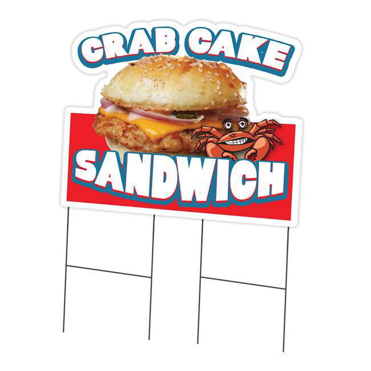 SignMission 24 x 36 in. Yard Sign & Stake - Crab Cake Sandwich ...
