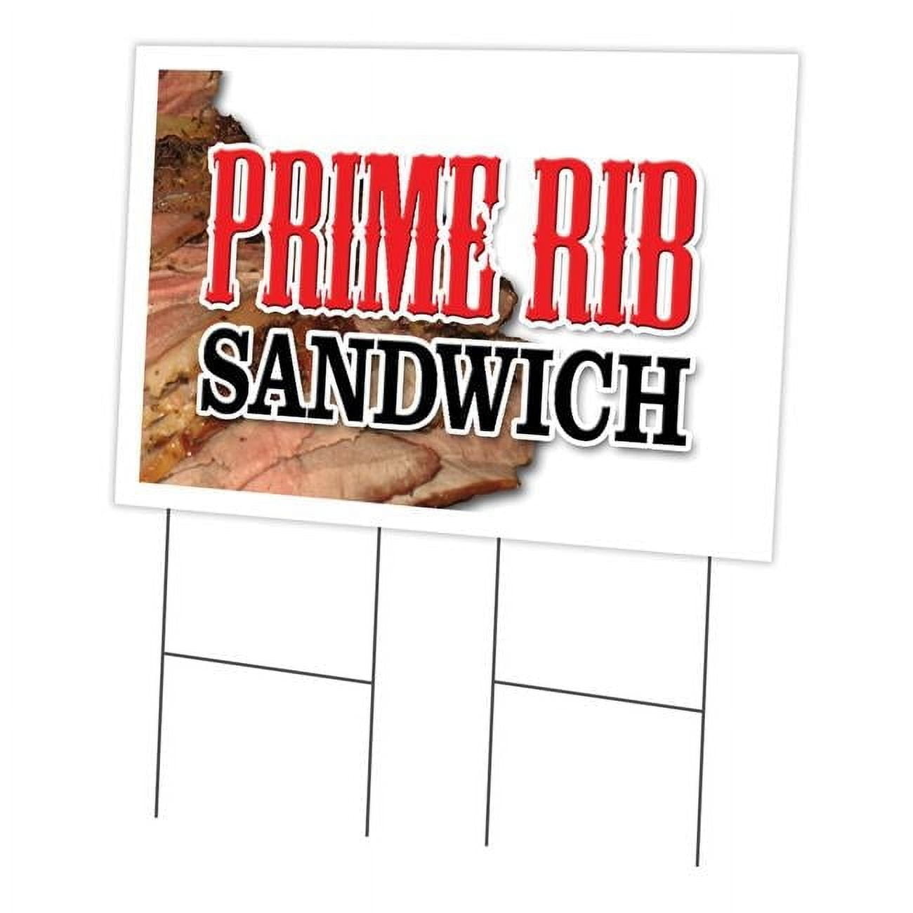 SignMission 24 x 36 in. Yard Sign & Stake - Prime Rib Sandwich ...