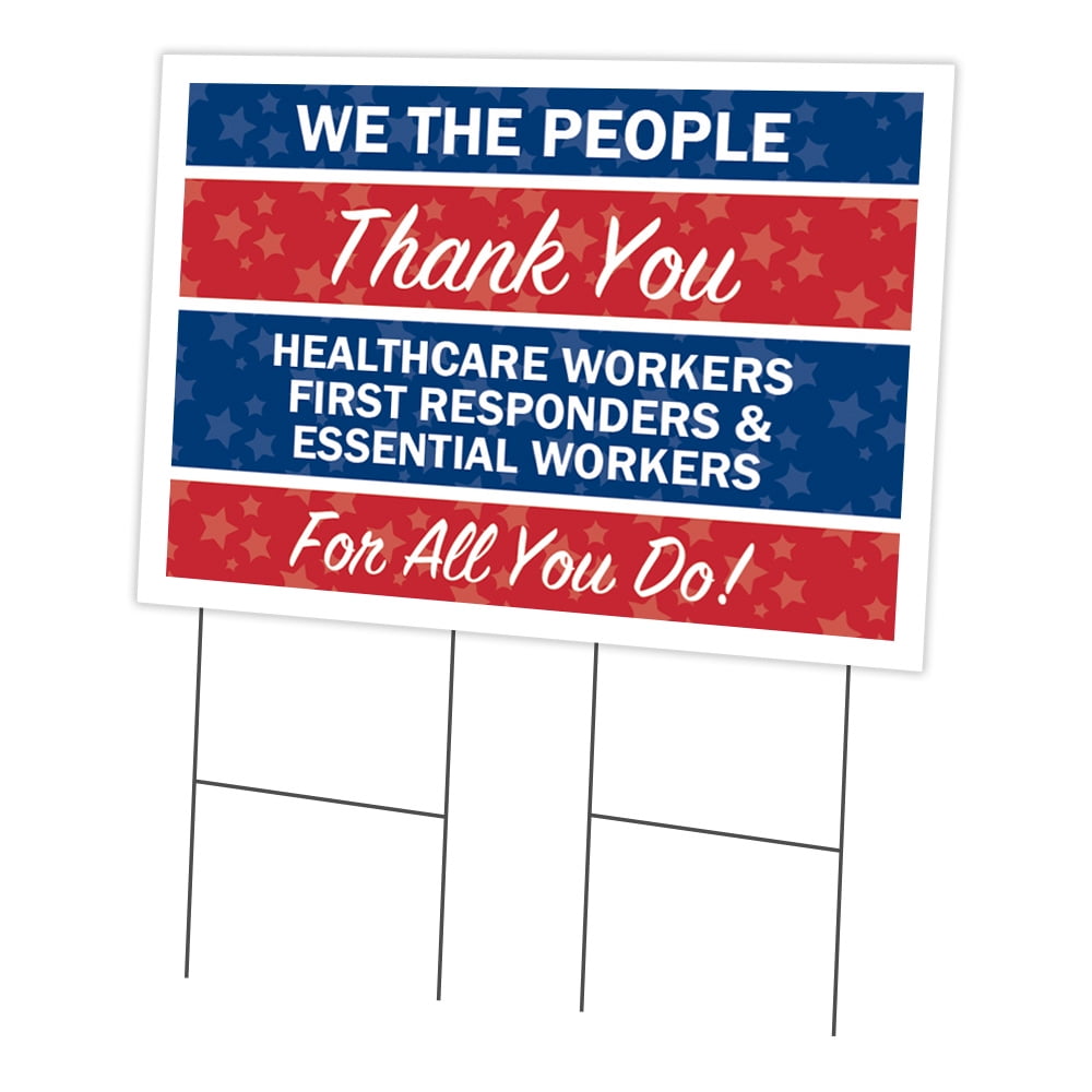 Thank You Healthcare Workers First Responders Essential 24" x 36" Yard ...