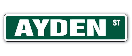 AYDEN Street Sign Childrens Name Room Sign | Indoor/Outdoor | 30" Wide ...
