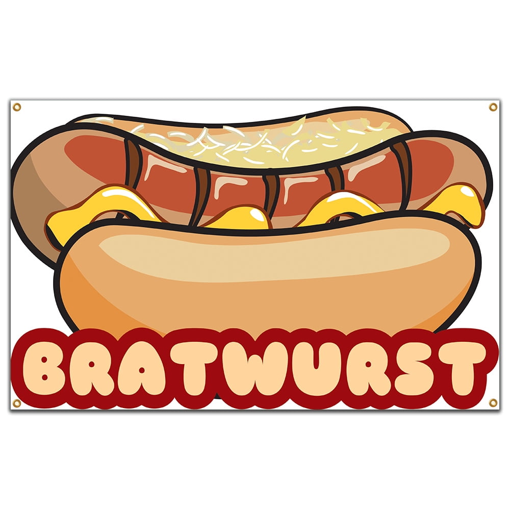 SignMission B-60 Bratwurst 36 x 60 in. Bratwurst Heavy Duty 13 oz Vinyl ...