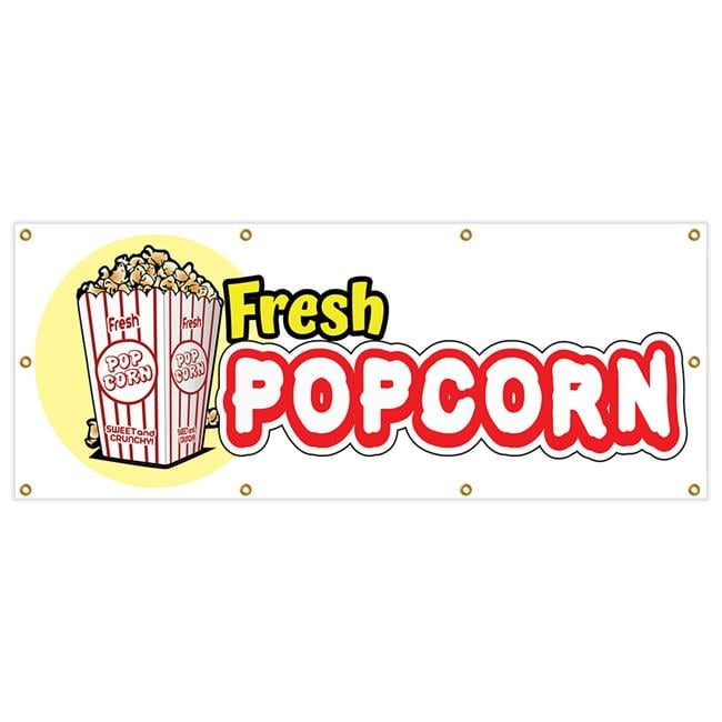 SignMission 36 x 96 in. Banner Sign - Fresh Popcorn - Walmart.com