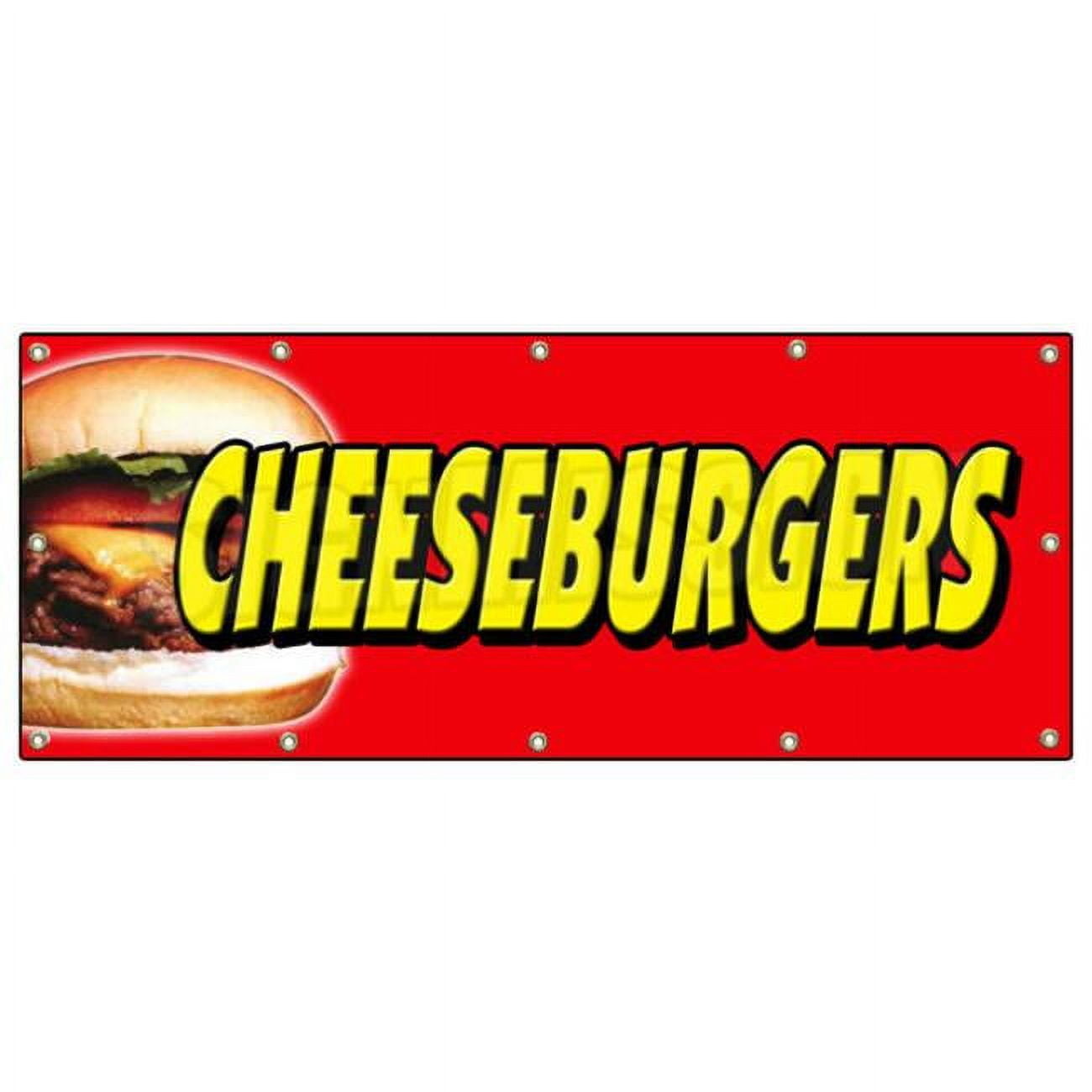 SignMission 36 x 96 in. Cheeseburgers Banner Sign - Hamburger Burger ...