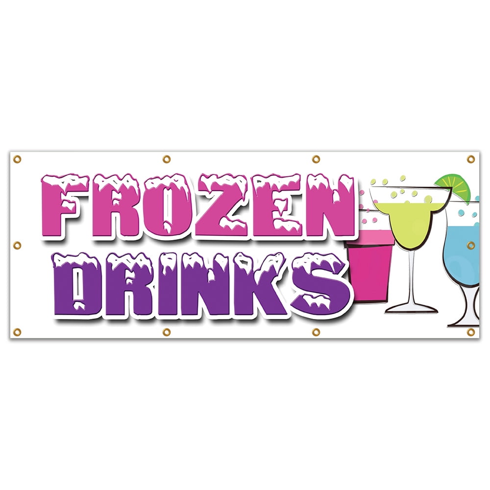 36"x96" FROZEN DRINKS BANNER SIGN margarita slushies pina colada fruit ...