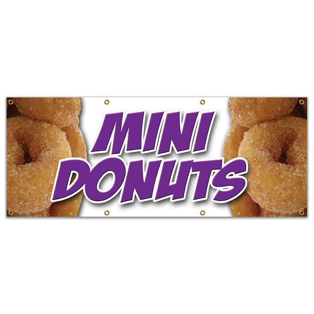 36"x96" MINI DONUTS BANNER SIGN donut fried sugar chocolate doughnut ...