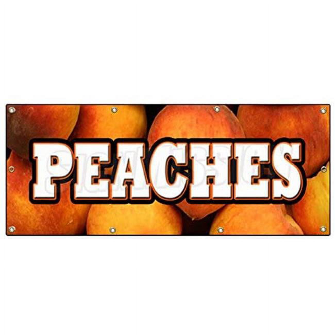 SignMission 36 x 96 in. Peaches Banner Sign - Peach Fruit Stand Market ...