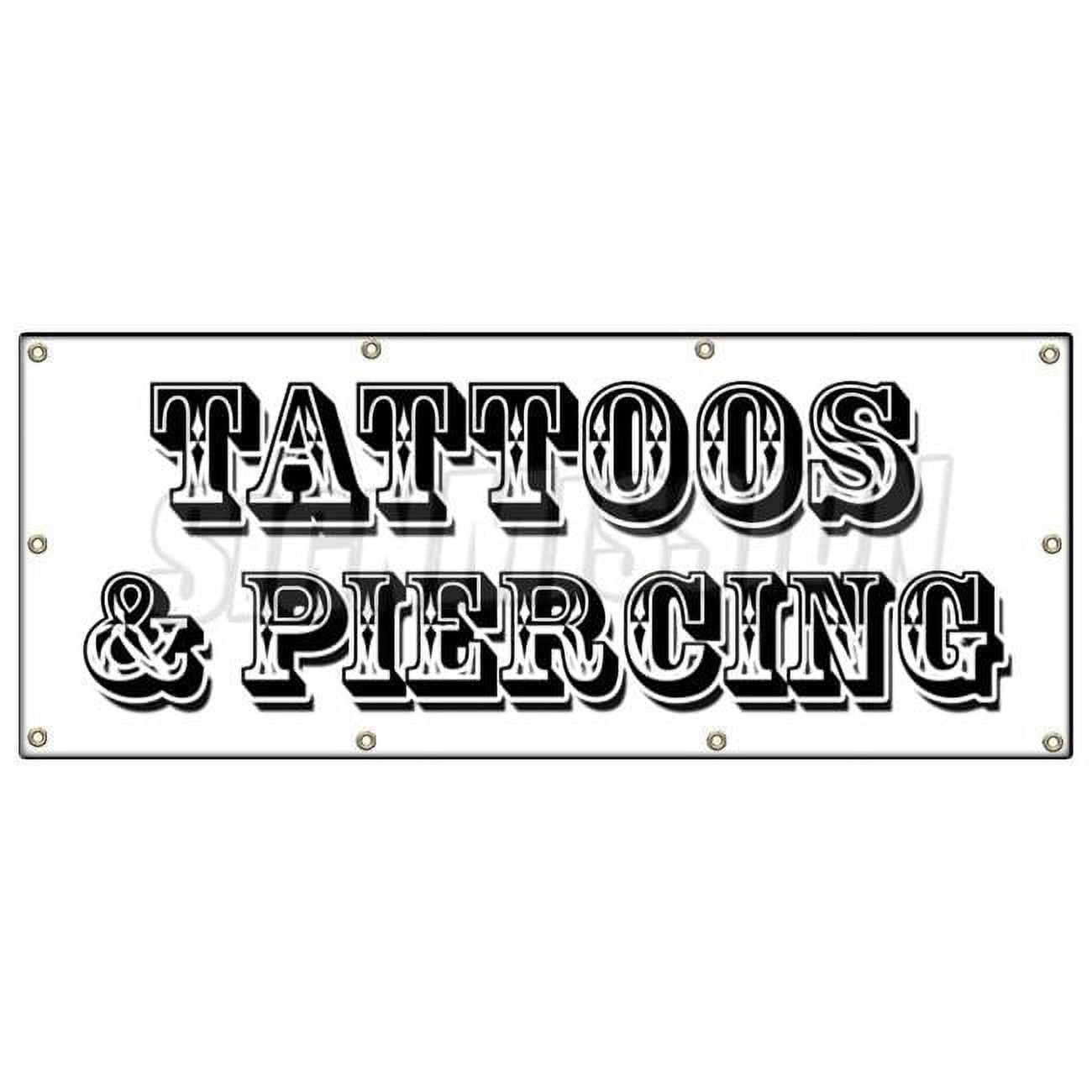 SignMission 36 x 96 in. Tattoos & Piercing Banner Sign - Parlor Artwork ...