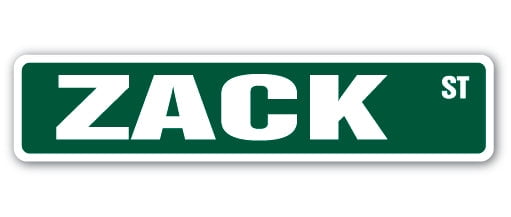 ZACK Street Sign Childrens Name Room Sign | Indoor/Outdoor | 18" Wide ...