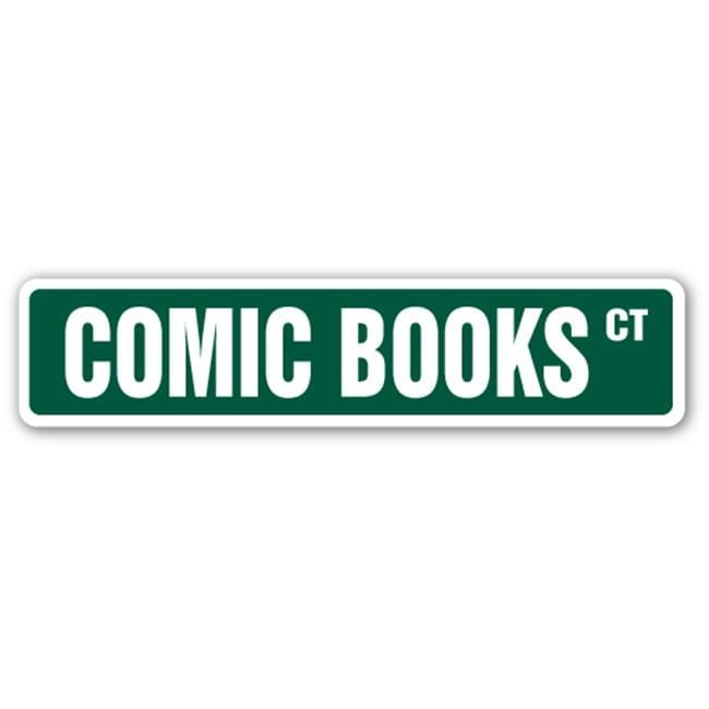 SignMission 4 x 18 in. Comic Books Street Sign - Funny Book Paper Sketches Comic - Walmart.com