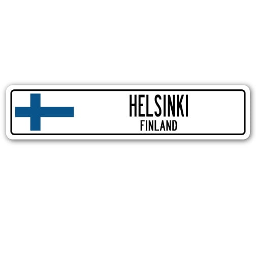 HELSINKI FINLAND Street Sign Finnish Finn flag city country road wall ...