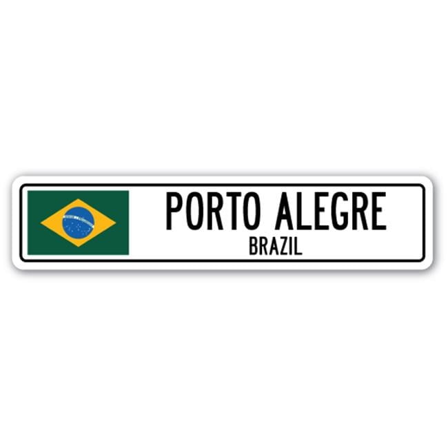PORTO ALEGRE BRAZIL Street Sign Brazilian flag city country road wall ...