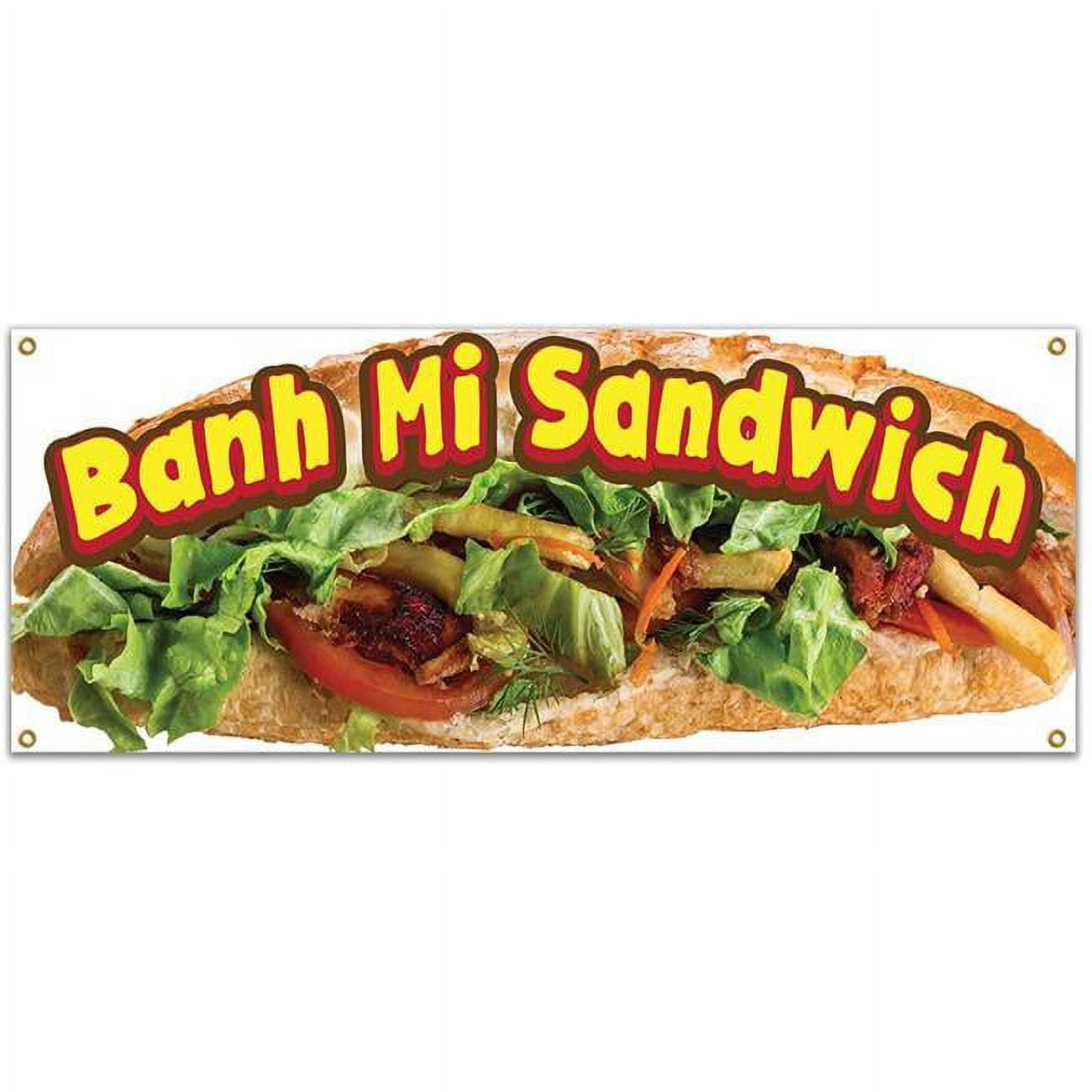 SignMission 48 in. Banh Mi Sandwich Banner with Concession Stand Food ...