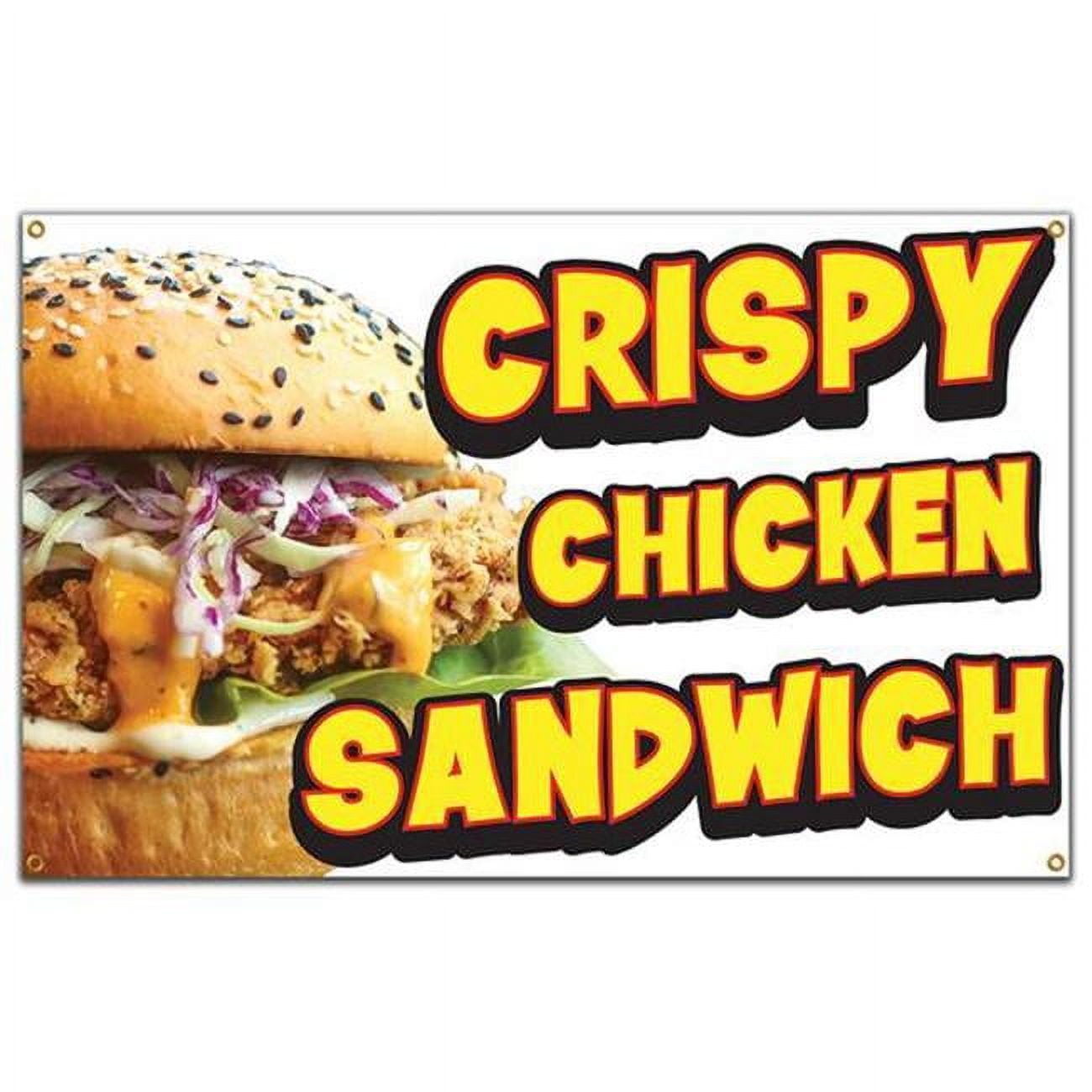 SignMission 48 in. Crispy Chicken Sandwich Banner with Concession Stand ...
