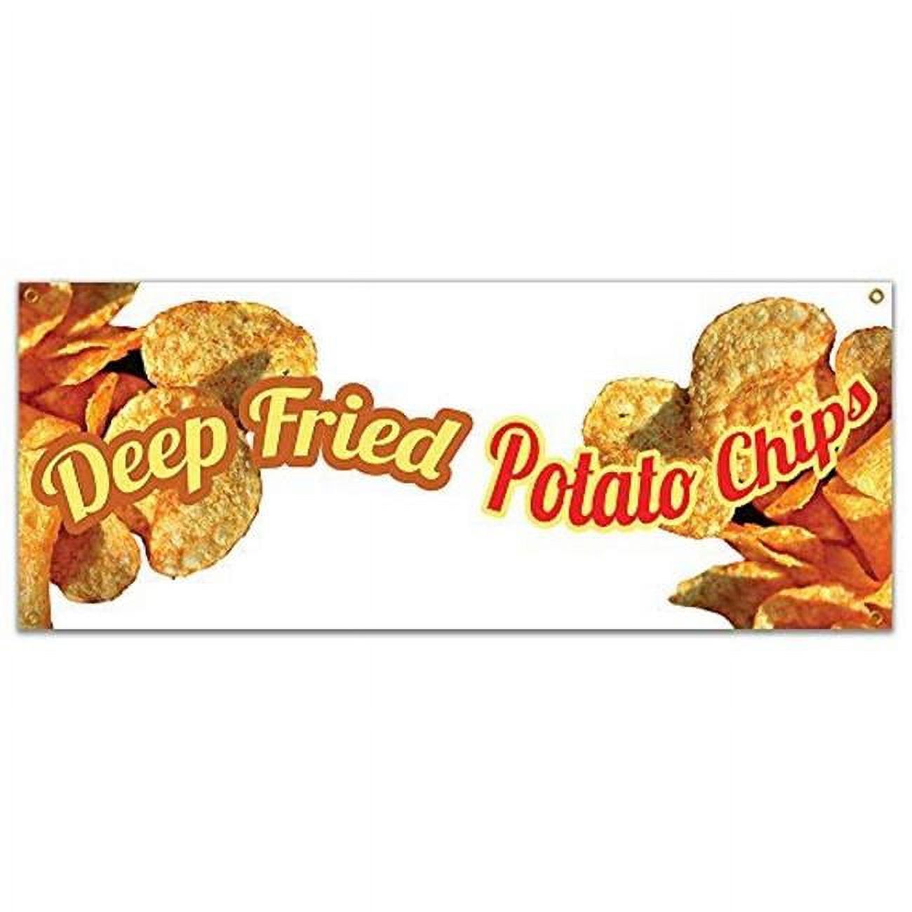 SignMission 48 in. Deep Fried Potato Chips Banner with Concession Stand ...