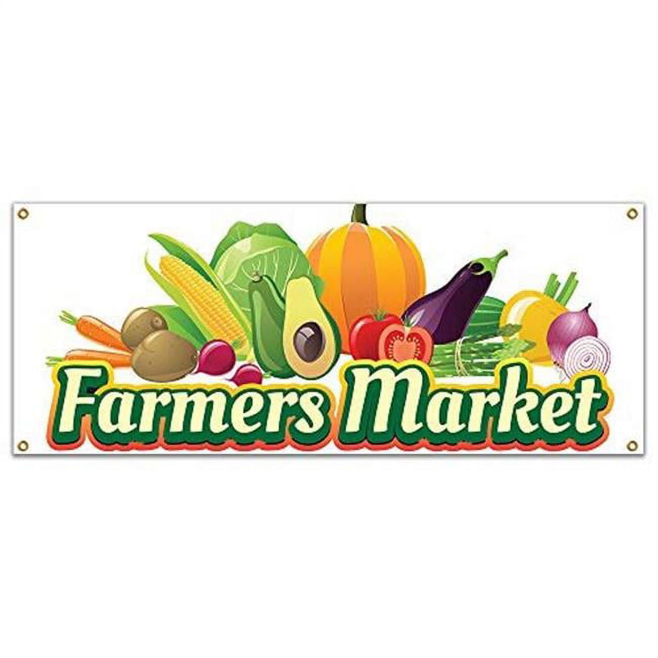 SignMission 48 in. Farmers Market Banner with Concession Stand Food ...