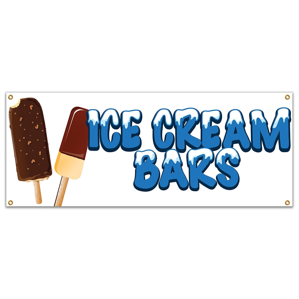 SignMission B-Ice Cream Bars19 48 in. Ice Cream Bars Banner with ...