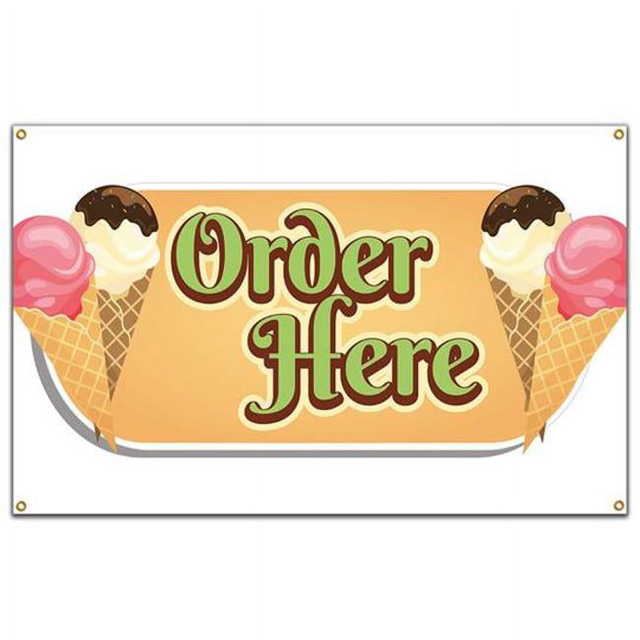Signmission 48 In Ice Cream Order Here Banner With Concession Stand