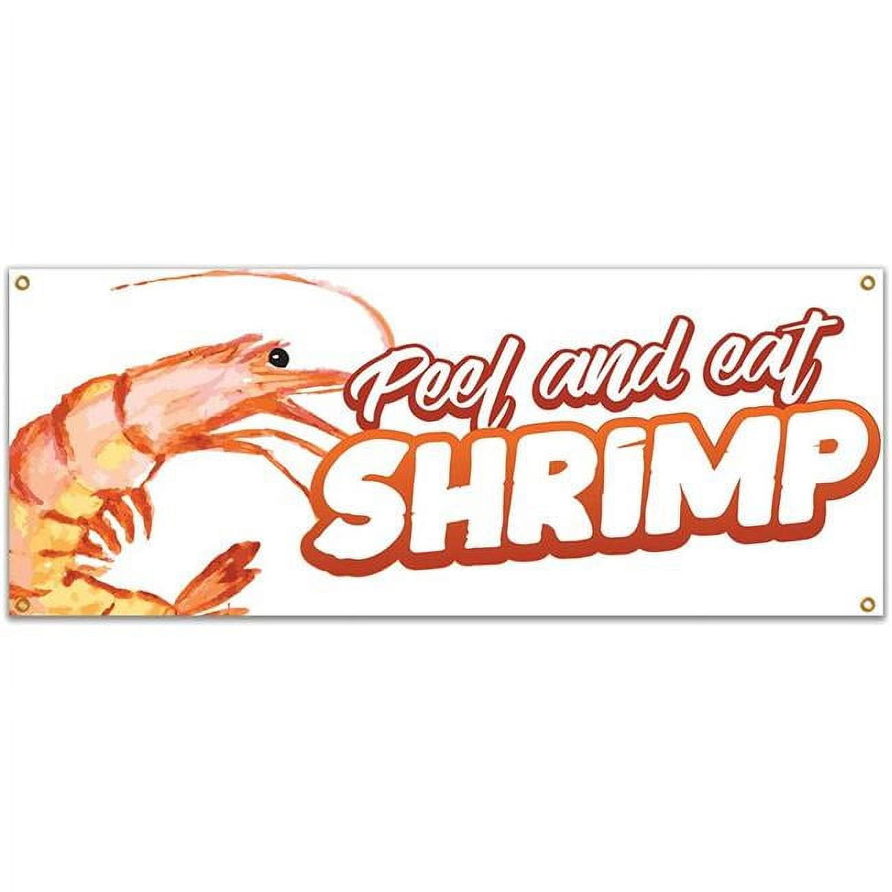 SignMission 48 in. Peel & Eat Shrimp Banner with Concession Stand Food ...
