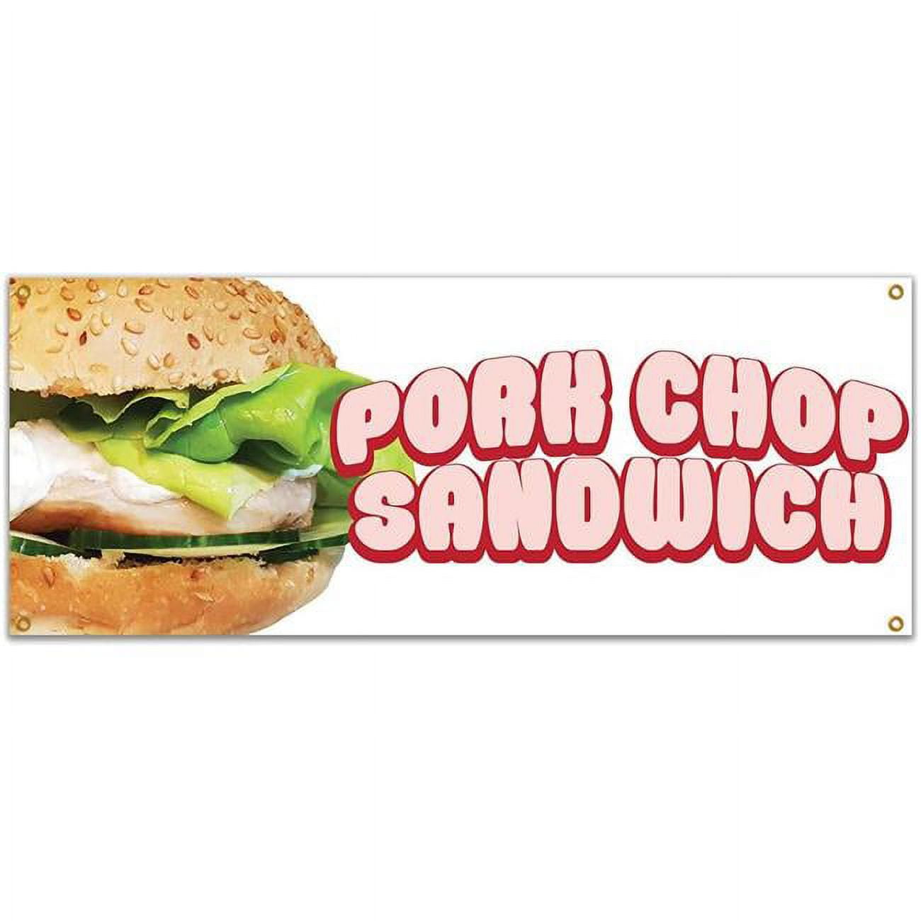 SignMission 48 in. Pork Chop Sandwich Banner with Concession Stand Food ...