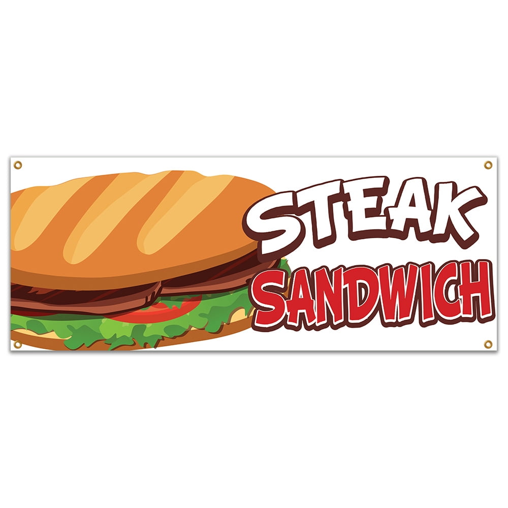 SignMission B-Steak Sandwich19 48 in. Steak Sandwich Banner with ...
