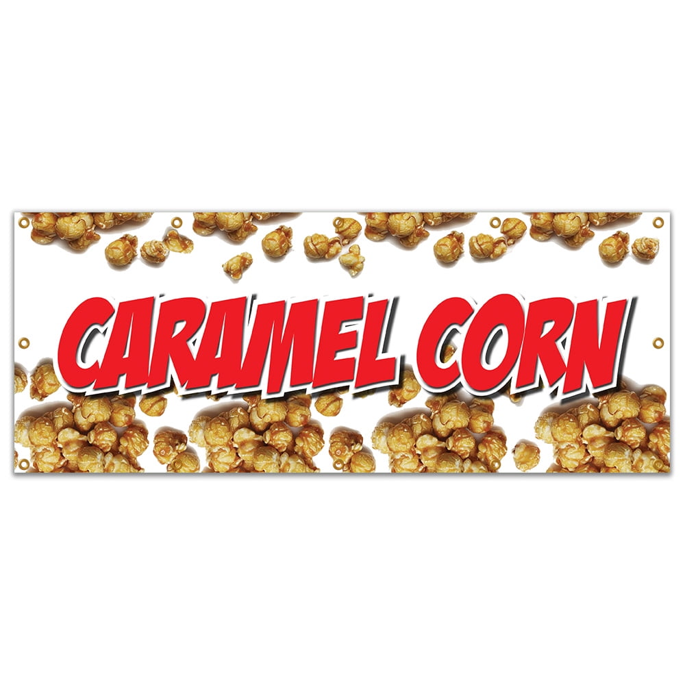 48"x120" CARAMEL CORN BANNER SIGN caramel popcorn signs new fresh ...