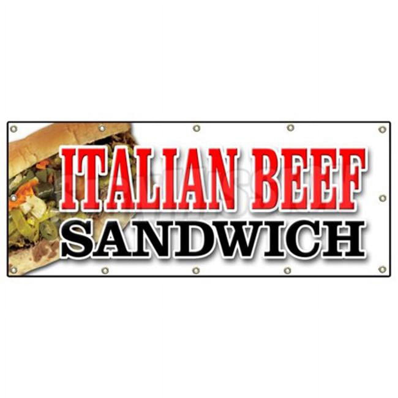 SignMission 48 x 120 in. Italian Beef Sandwich Banner Sign - Salami ...