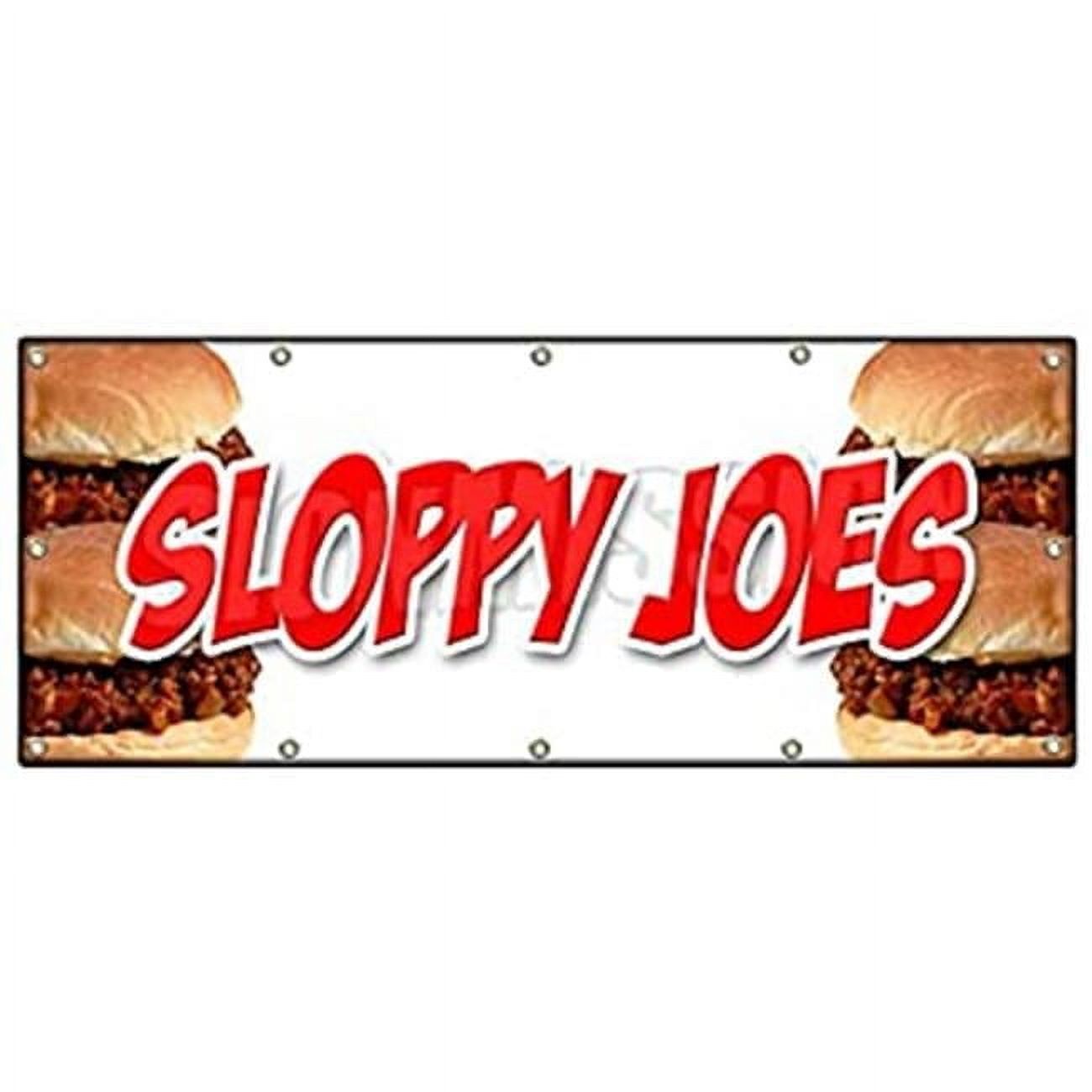 SignMission 48 x 120 in. Sloppy Joes Banner Sign - Beef Chicken Bun ...