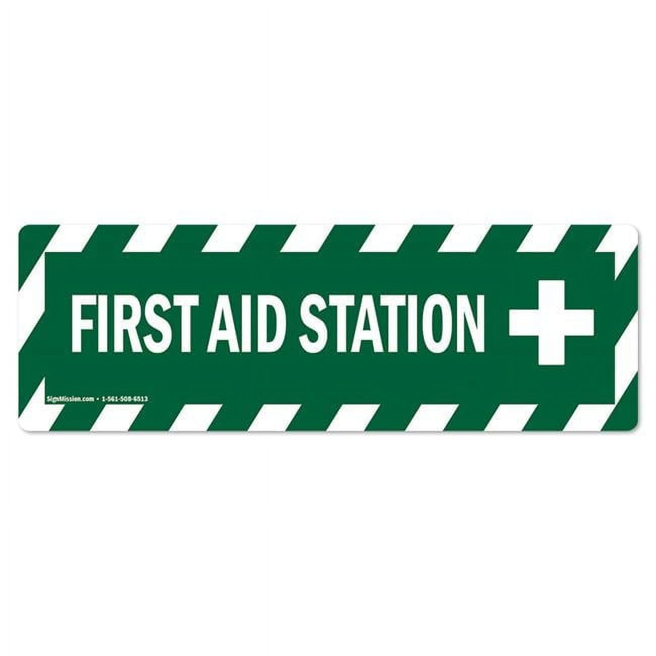 SignMission 6 x 18 in. Non-Slip Floor Marker Vinyl Decal - First Aid ...