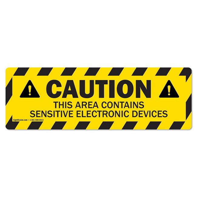 SignMission 6 x 18 in. Non-Slip Vinyl Floor Decal - Caution Electronic ...