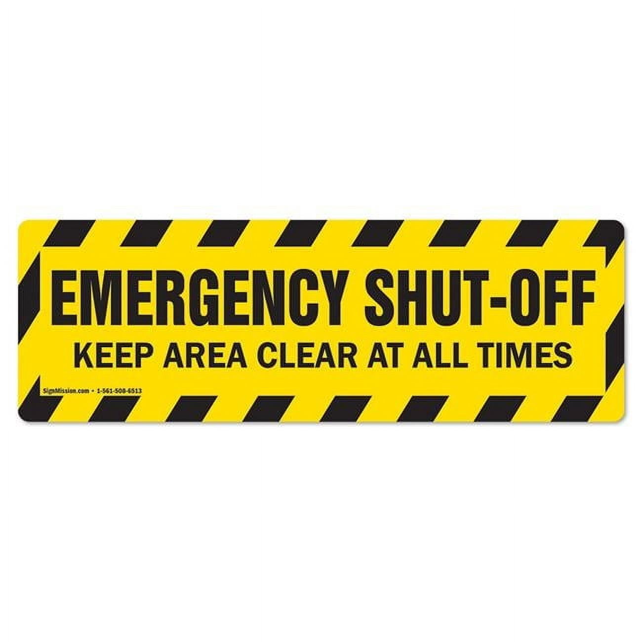 SignMission 6 x 18 in. Non-Slip Vinyl Floor Decal - Emergency Shut Off ...