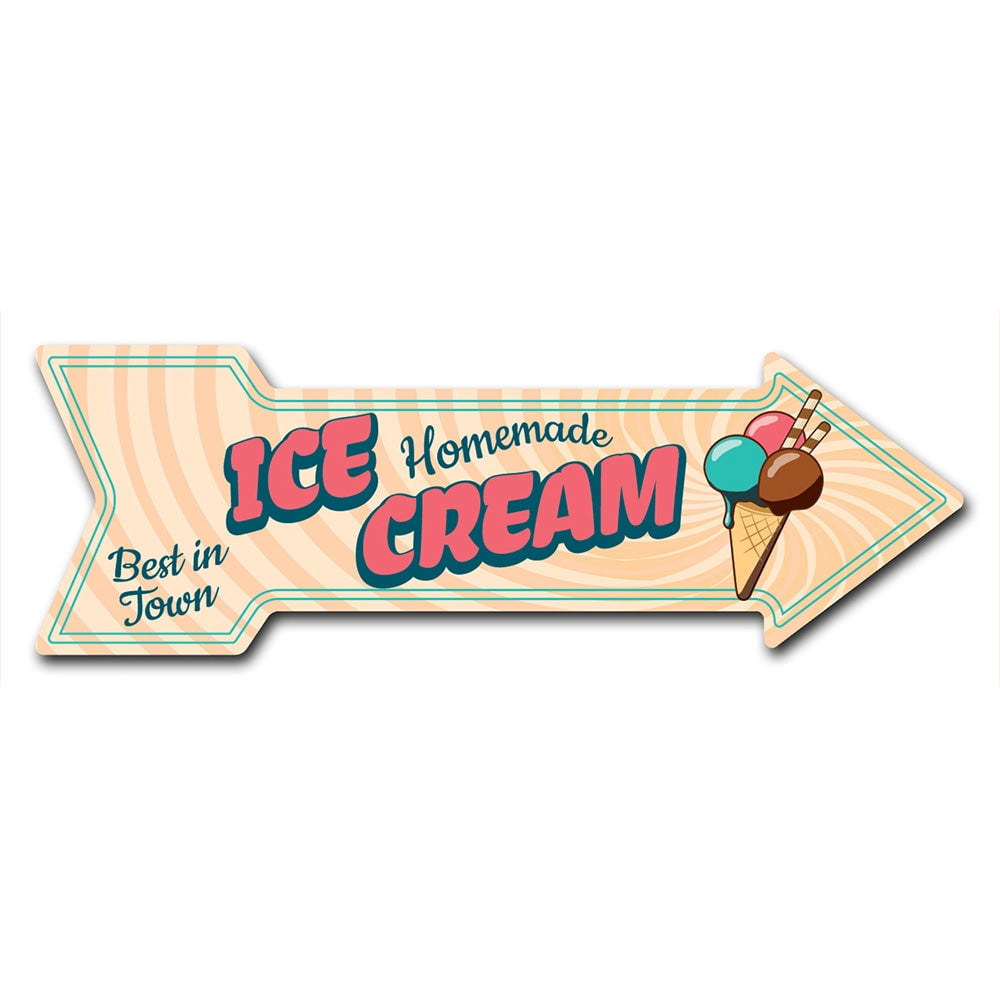 SignMission P-ARROW-999807 6 x 18 in. Wide Ice Cream Homemade Arrow ...