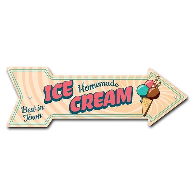 SignMission 6 x 18 in. Wide Ice Cream Homemade Arrow Sign - Walmart.com