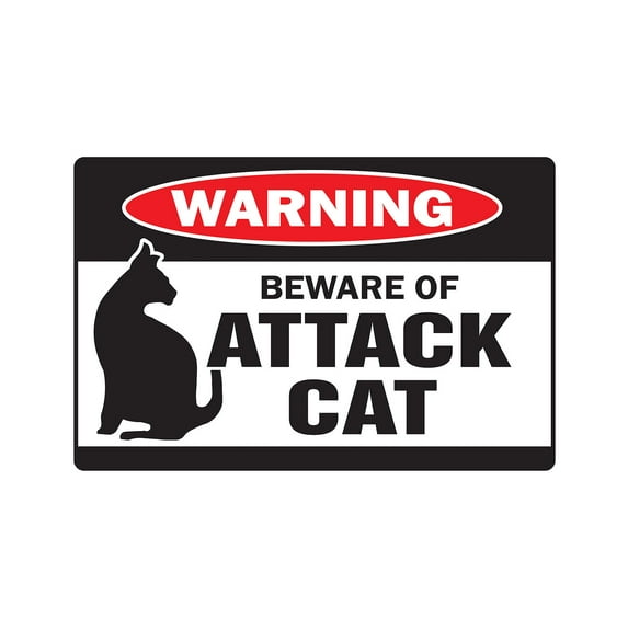 SignMission 6 x 9 in. Beware of Attack Cat Warning Decal - Cats Decals ...