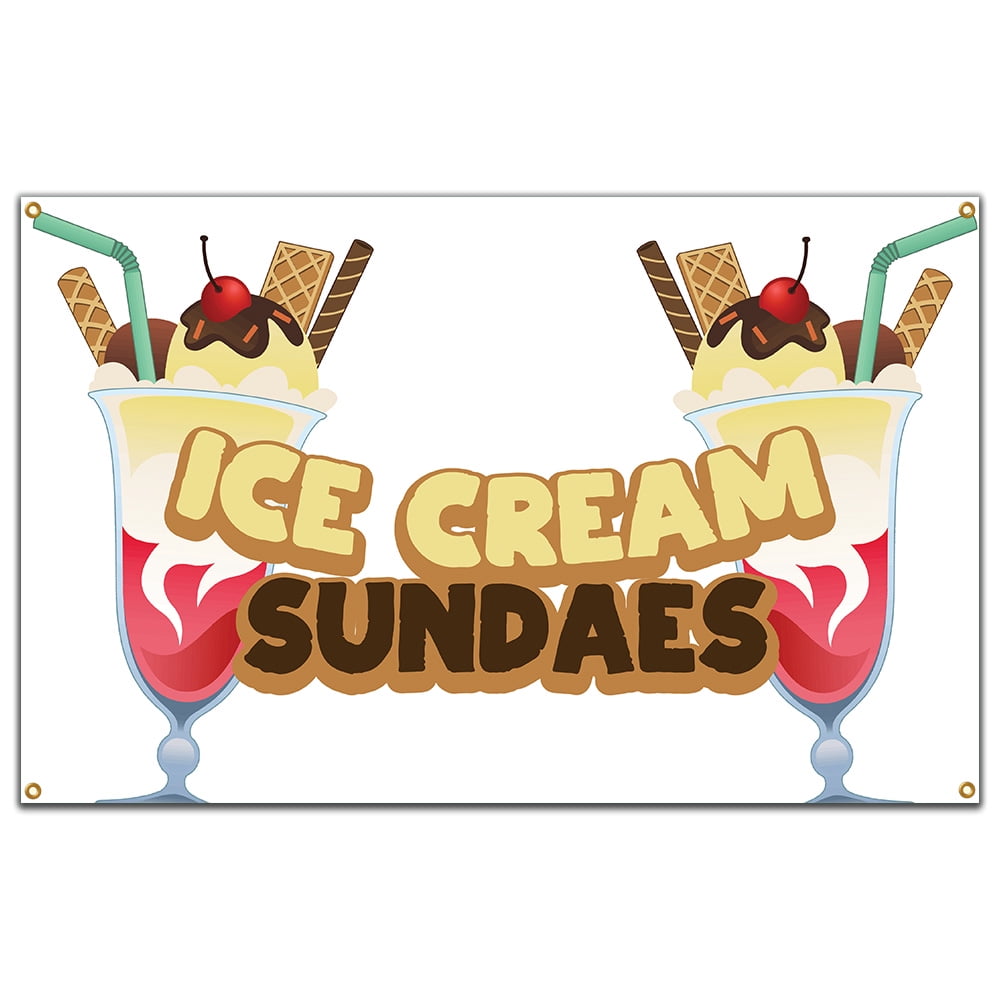 SignMission B-60 Ice Cream Sundaes19 60 in. Ice Cream Sundaes Banner ...