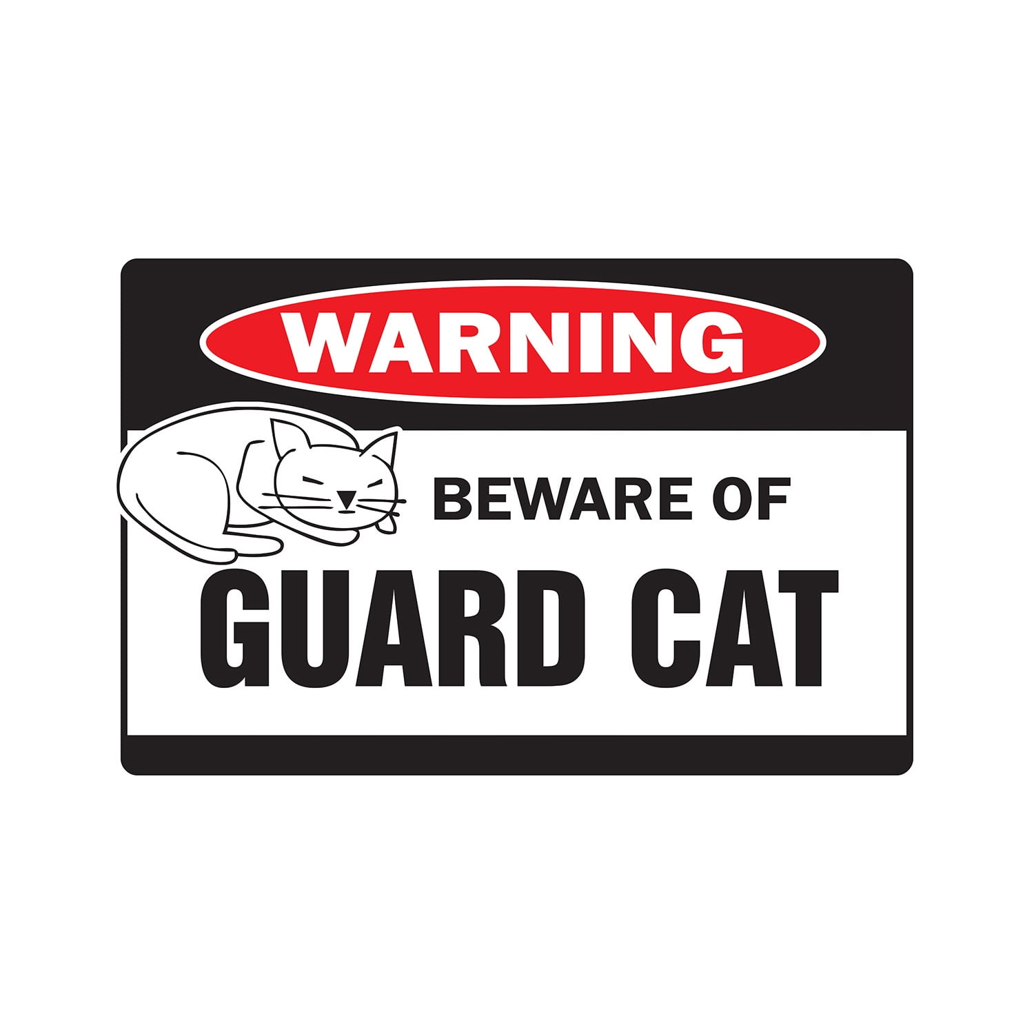 BEWARE OF GUARD CAT Warning Sign cats lover signs security feline mean ...