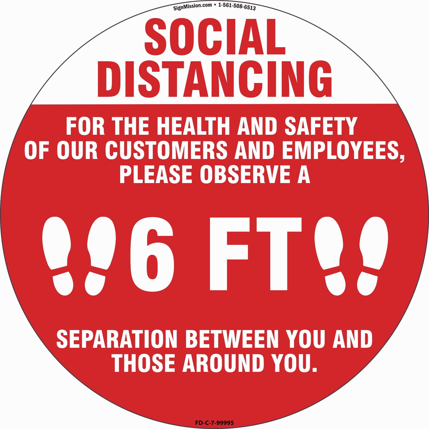 SignMission 7 in. Coronavirus Vinyl Decal - Social Distancing for ...