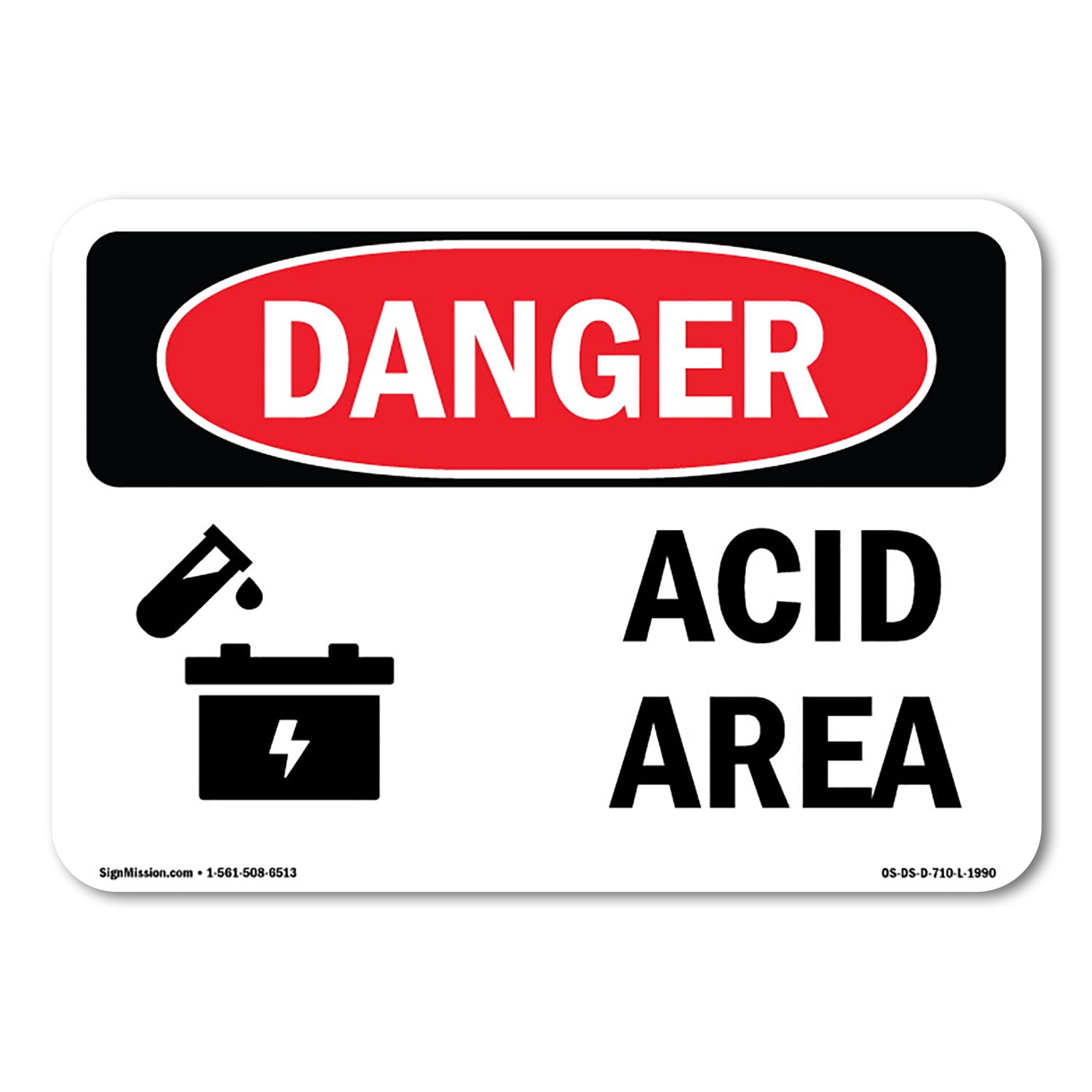 OSHA Danger Sign - Acid Area | Aluminum Sign | Protect Your Business ...